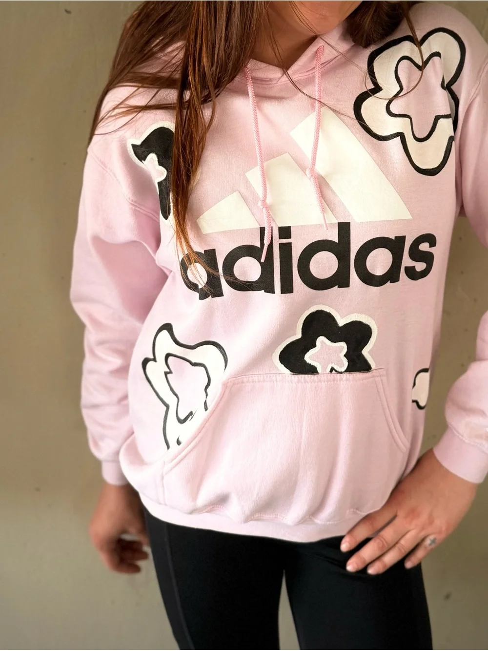 Adidas X Hello Love | Tops | Adidas X Hello Love Pink Flower Hoodie ...